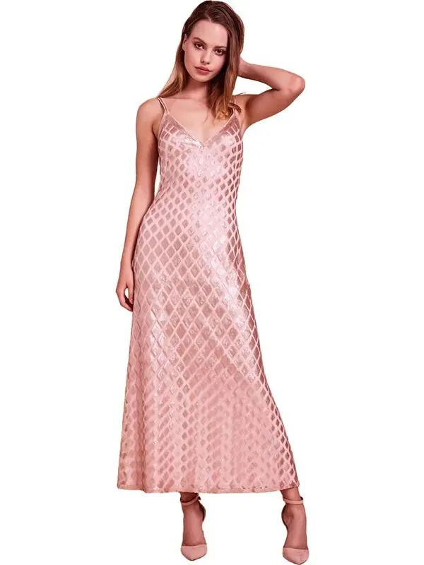 Tadashi Shoji Annabelle Sequin Slip Dress - Blush