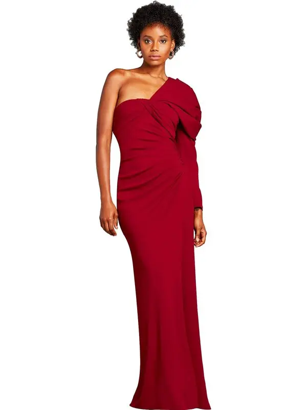 Tadashi Shoji Belinay One-shoulder Gown - Wine