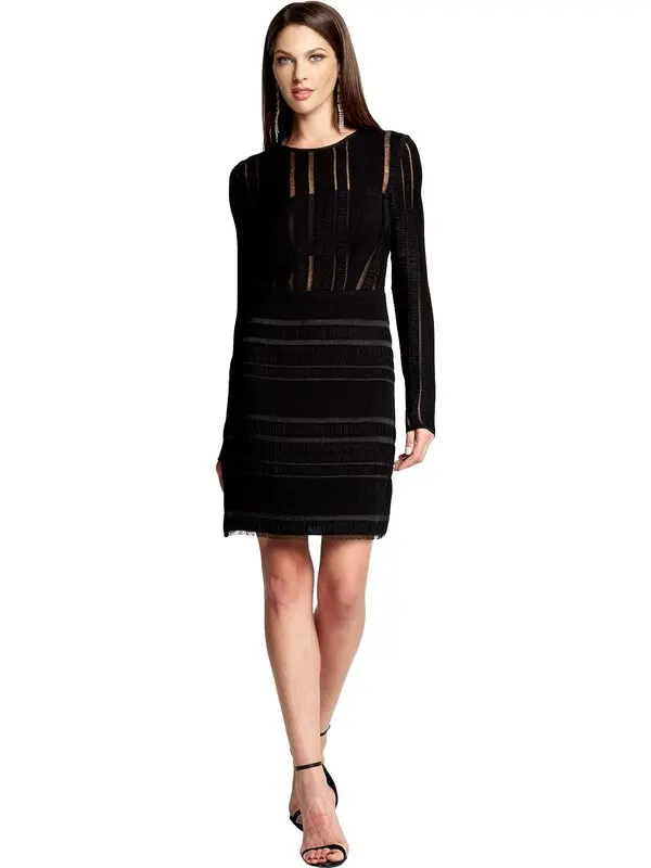 Tadashi Shoji Rose Long-sleeve Knit Dress - Black