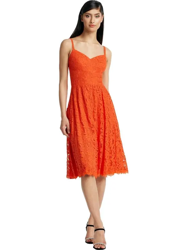 Tadashi Shoji Braxton Lace Midi Dress - Tango