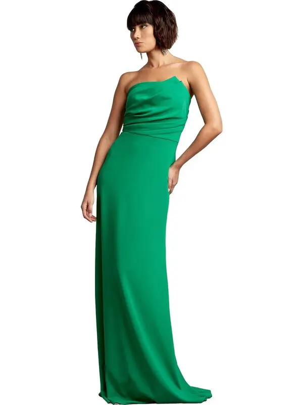 Tadashi Shoji Grove Asymmetric Draped Gown - Pine