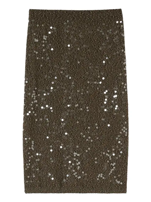 Marina Rinaldi Crystal-embellished Knitted Skirt - Brown