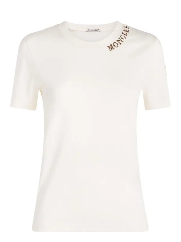 Moncler Cotton Embroidered Logo T-shirt - White