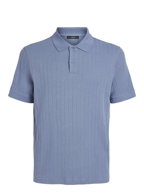 Vince Pima Cotton Knit Polo Shirt - Blue