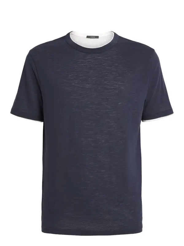 Vince Pima Cotton Slub Double-layer T-shirt - Navy