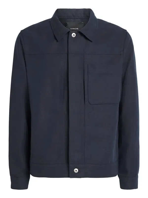 Vince Cotton-linen Trucker Overshirt - Navy