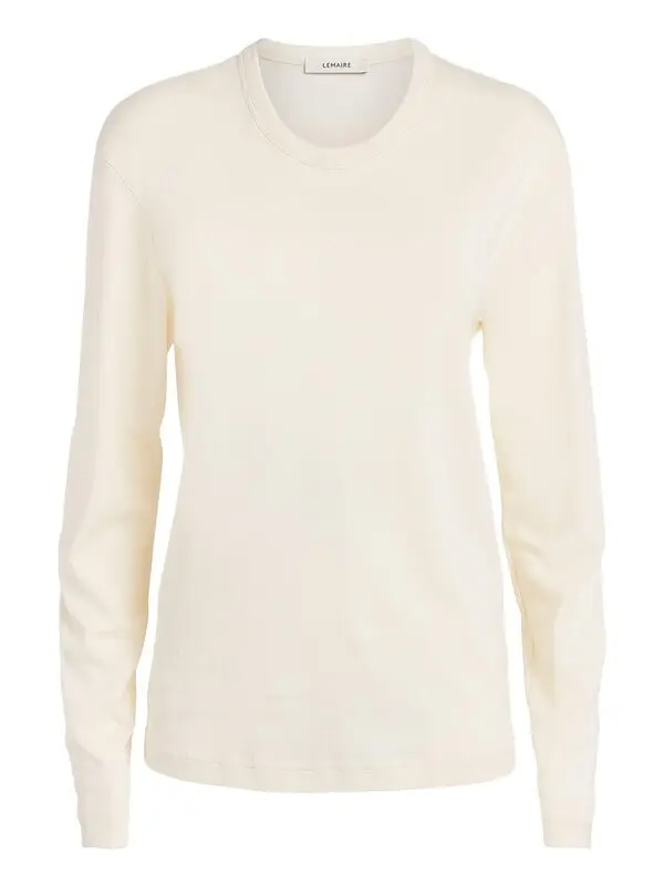 LEMAIRE Cotton Ribbed Long-sleeve T-shirt - Ivory