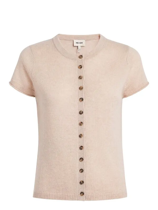 ME+EM Cashmere Short Sleeve Cardigan - Neutral