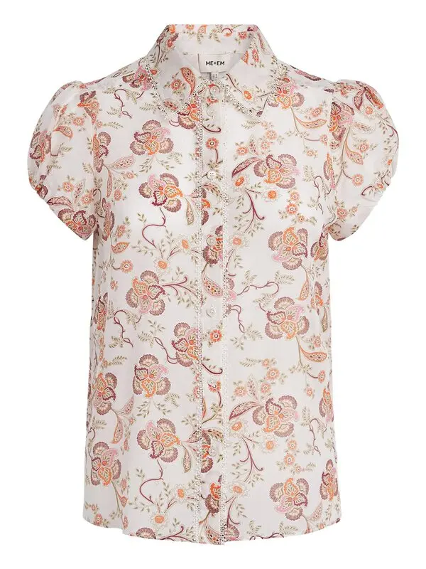 ME+EM Cotton-silk Paisley Print Shirt - Beige