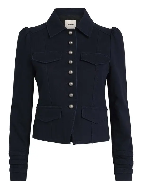 ME+EM Organic Twill Cropped Jacket - Navy