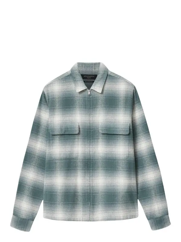 ALLSAINTS Organic Cotton Check Polanco Overshirt - Blue