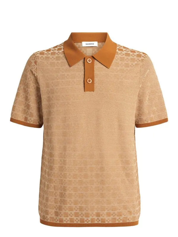 Sandro Jacquard Polo Shirt - Beige