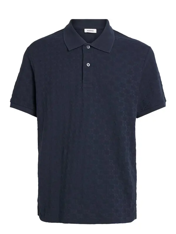 Sandro Cotton Jacquard Polo Shirt - Blue