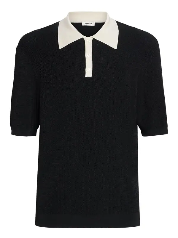 Sandro Contrast-collar Polo Shirt - Black