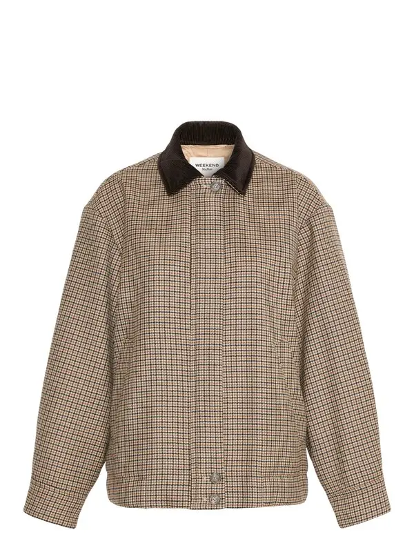 Max Mara Virgin Wool Check Quilted Jacket - Brown