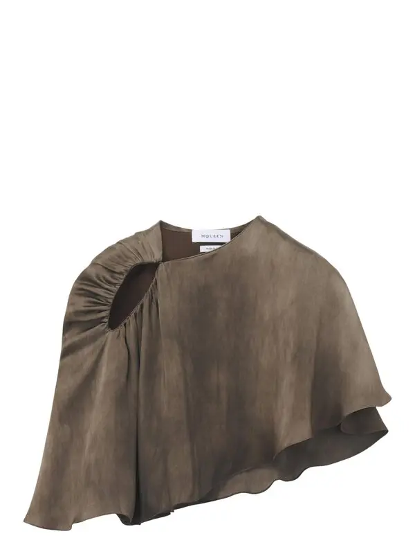 Alexander McQueen Asymmetric Cape Top - Brown