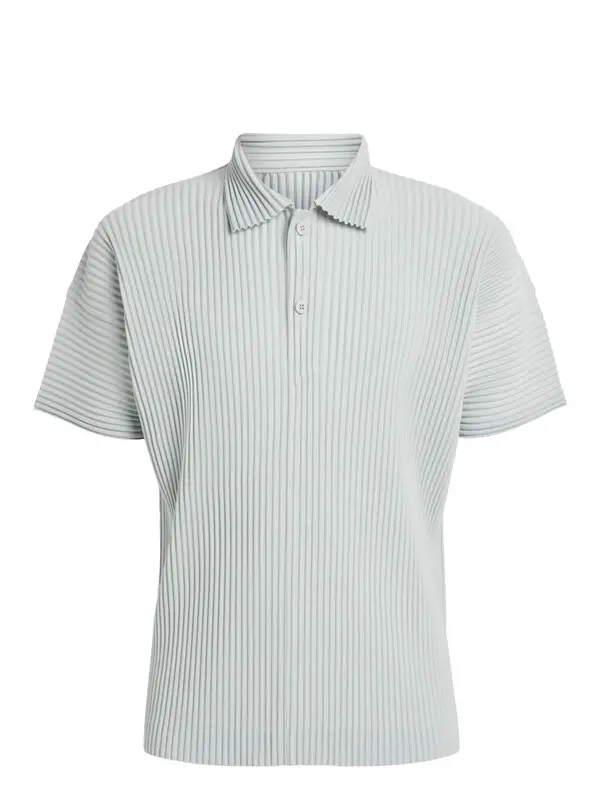Issey Miyake Pleated Polo Shirt - Blue