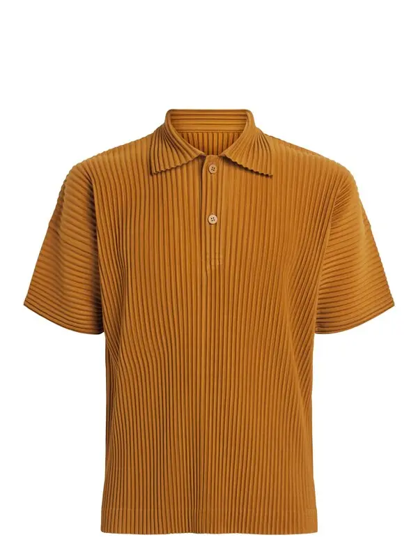 Issey Miyake Pleated Polo Shirt - Brown