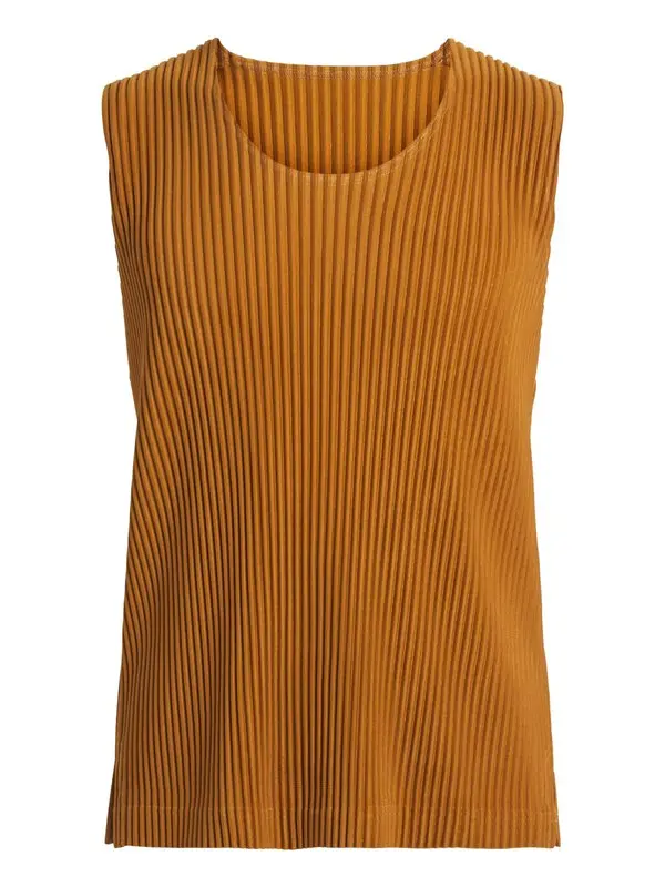 Issey Miyake Pleated Vest - Brown