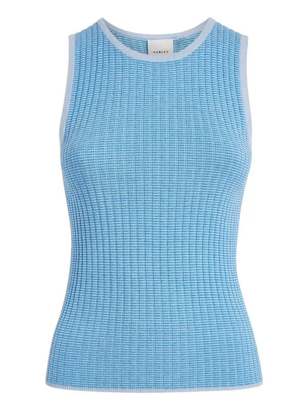 Varley Ribbed Striped Knit Tank Top - Blue