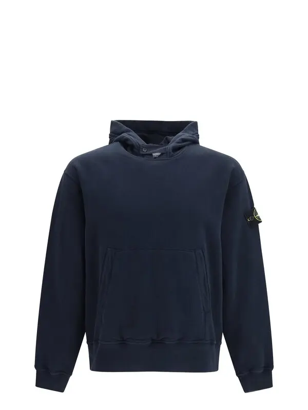 Stone Island Hooded Sweatshirt With Front Pocket - Blue