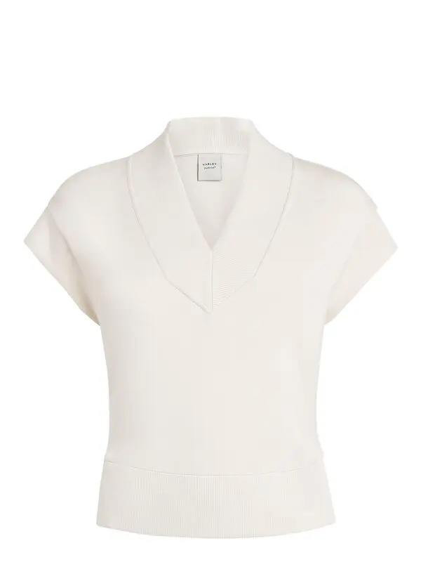 Varley Gracee Short-sleeve V-neck Sweater - Ivory