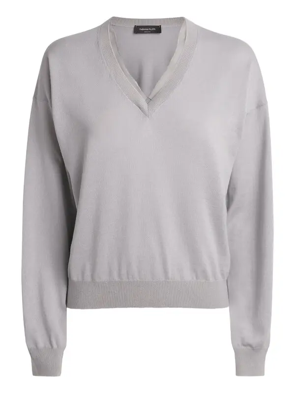 Fabiana Filippi Virgin Wool-cotton Embellished Sweater - Grey