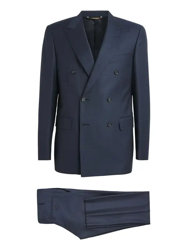Canali Wool Double-breasted 2-piece Suit - Navy