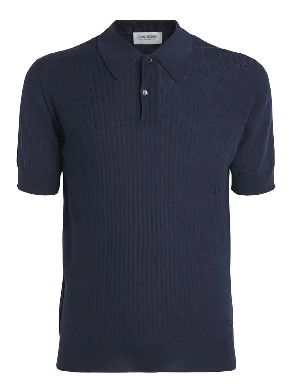 John Smedley Extra Fine Merino Wool Croall Polo Shirt - Navy