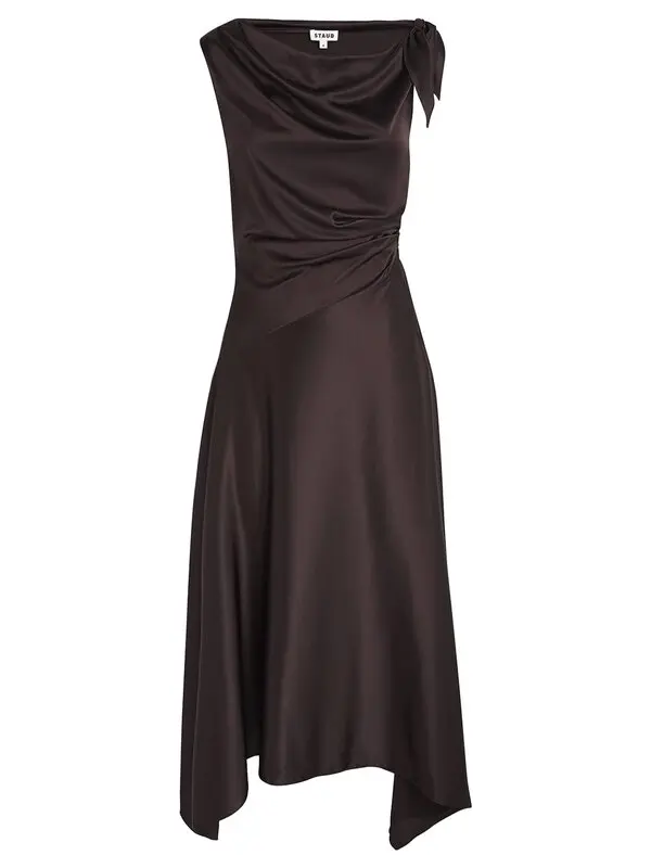 Staud Silk Portia Midi Dress - Black