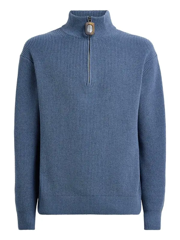 JW Anderson Wool-cotton Half-zip Sweater - Blue
