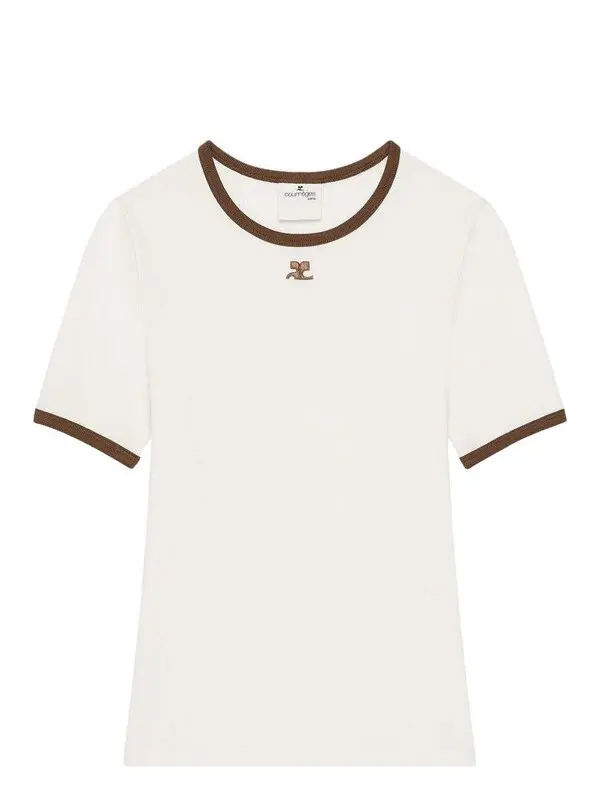 COURREGES T-shirt With Contrasting Trim - White