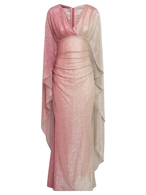 Talbot Runhof Ombré Voile Cape Gown - Pink
