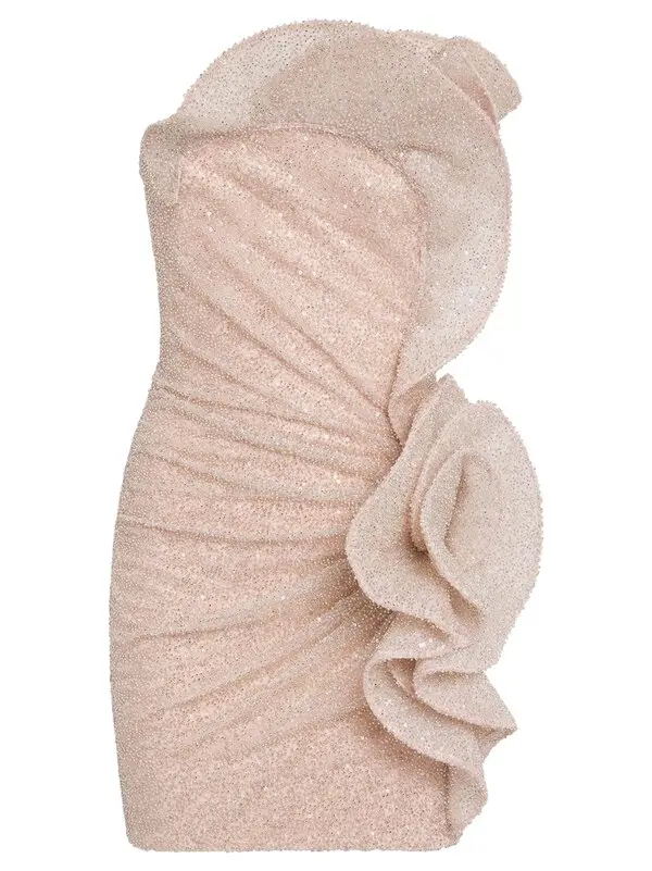 GAURAV GUPTA Ruffled Sequin Mini Dress - Pink