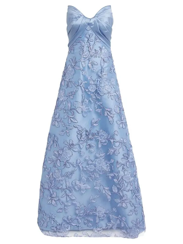 Pamella Roland Embellished Mikado Gown - Blue