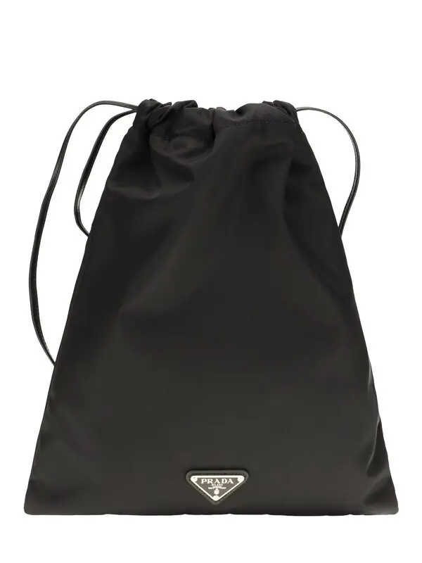 Prada Re-nylon Clutch With Drawstring Closure - Black