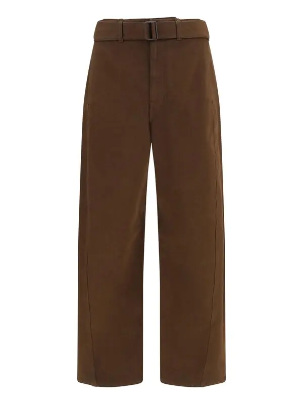 LEMAIRE Heavy Dyed Twill Belted Pants - Brown