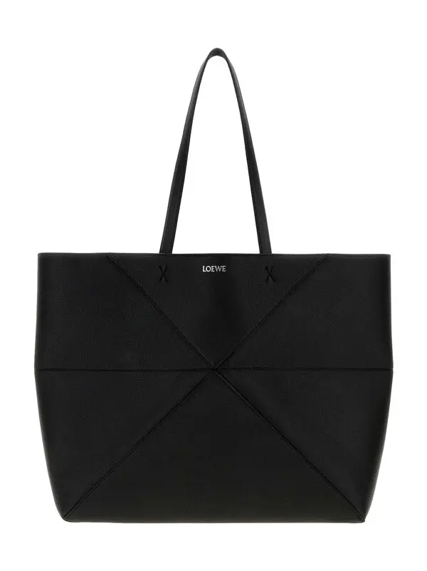 Loewe Leather Large Puzzle Fold Shopping Bag - Black