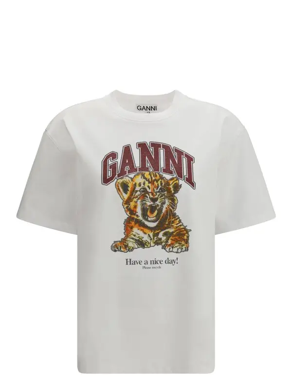 GANNI Beaded Tiger T-shirt - White