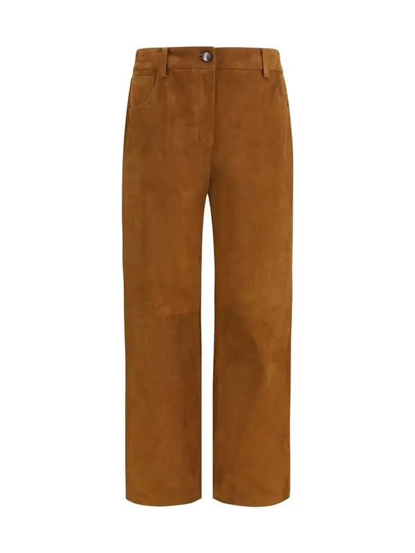 Magda Butrym Straight-leg Corduroy-effect Leather Pants - Brown
