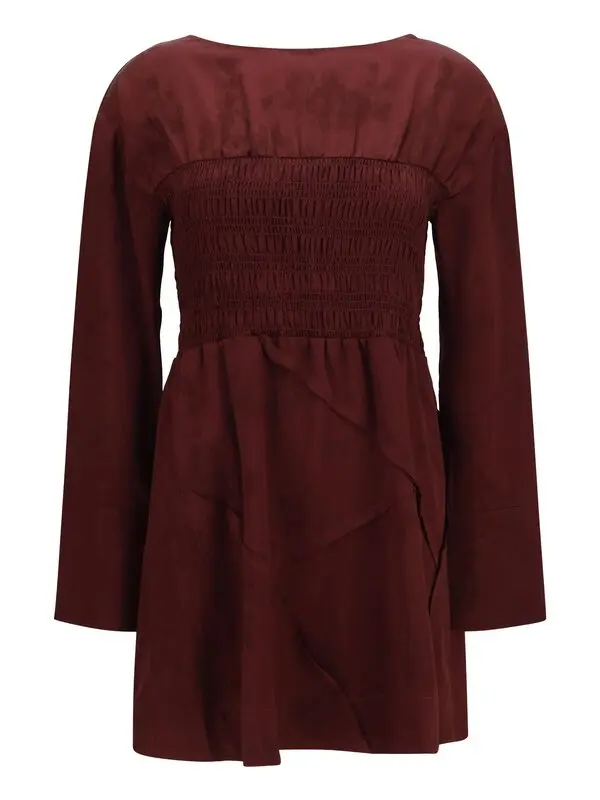 GANNI Long-sleeve Satin Mini Dress - Multicolor
