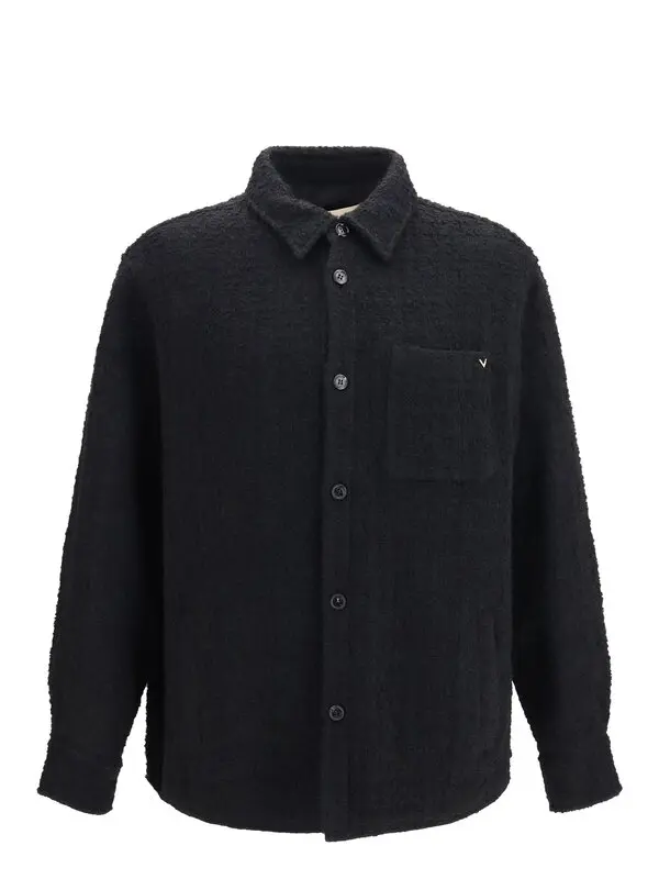 Valentino Garavani Textured High-neck Jacket - Black