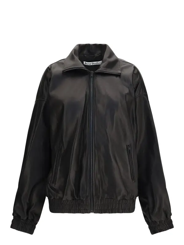 Acne Studios High Collar Leather Jacket - Black