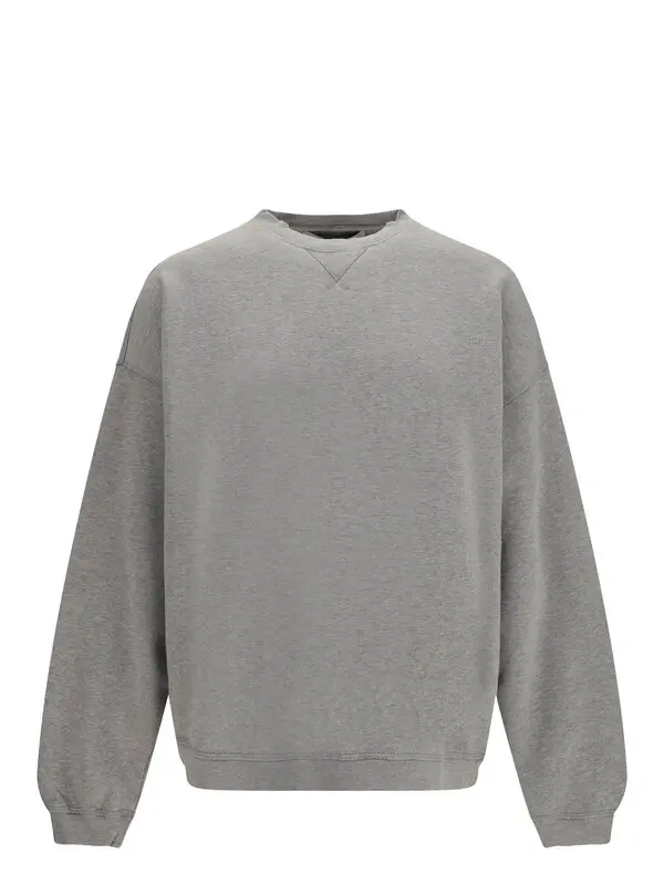GOLDEN GOOSE Oversized Crewneck Sweater With Teddy Lettering - Gray