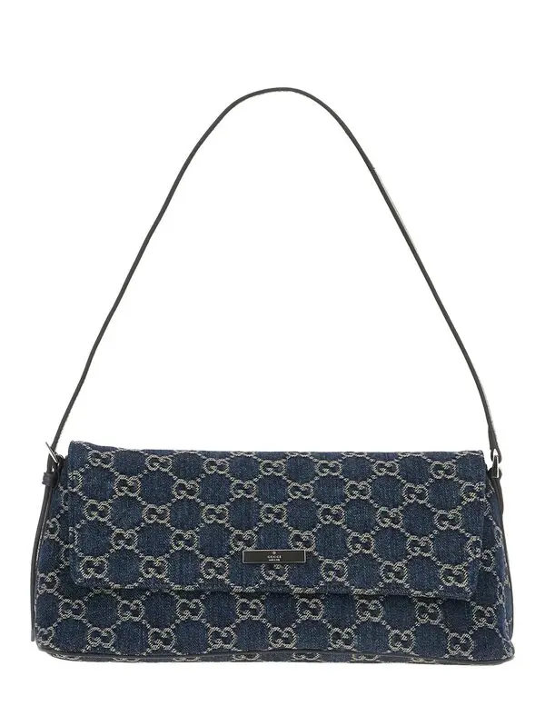 Gucci Monogrammed Denim Shoulder Bag - Multicolor