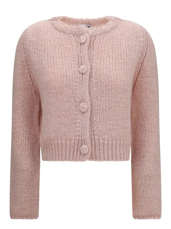 FORTE_FORTE Chunky Knit Buttoned Cardigan - Pink