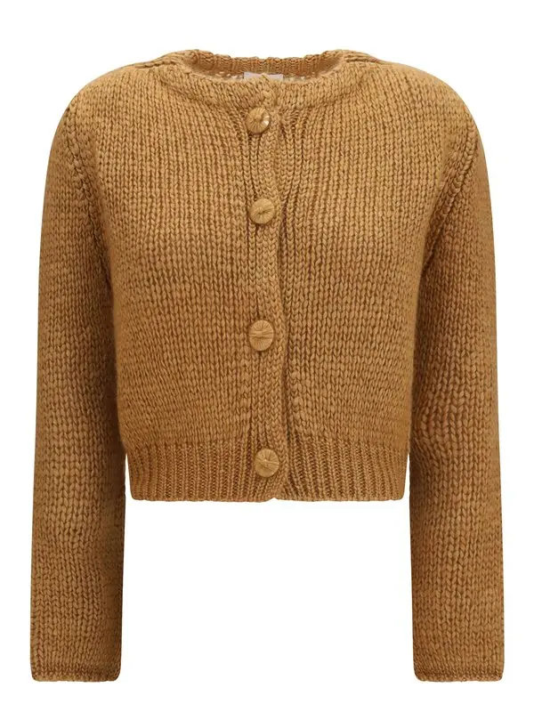 FORTE_FORTE Chunky Knit Cardigan With Buttons - Brown