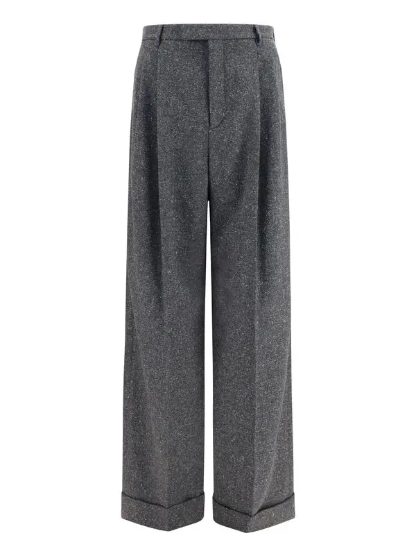 Valentino Garavani Tailored Wool And Silk-blend Pants - Gray