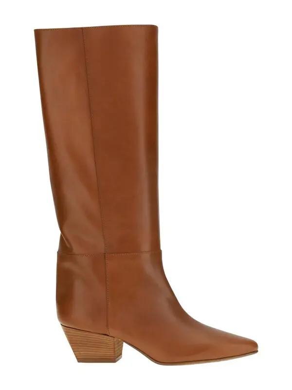 FORTE_FORTE Knee-high Leather Boots With Block Heel - Brown