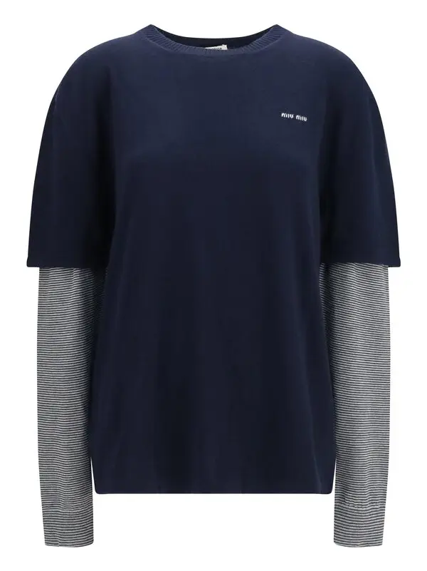 Miu Miu Long-sleeve Layered Sweater - Blue